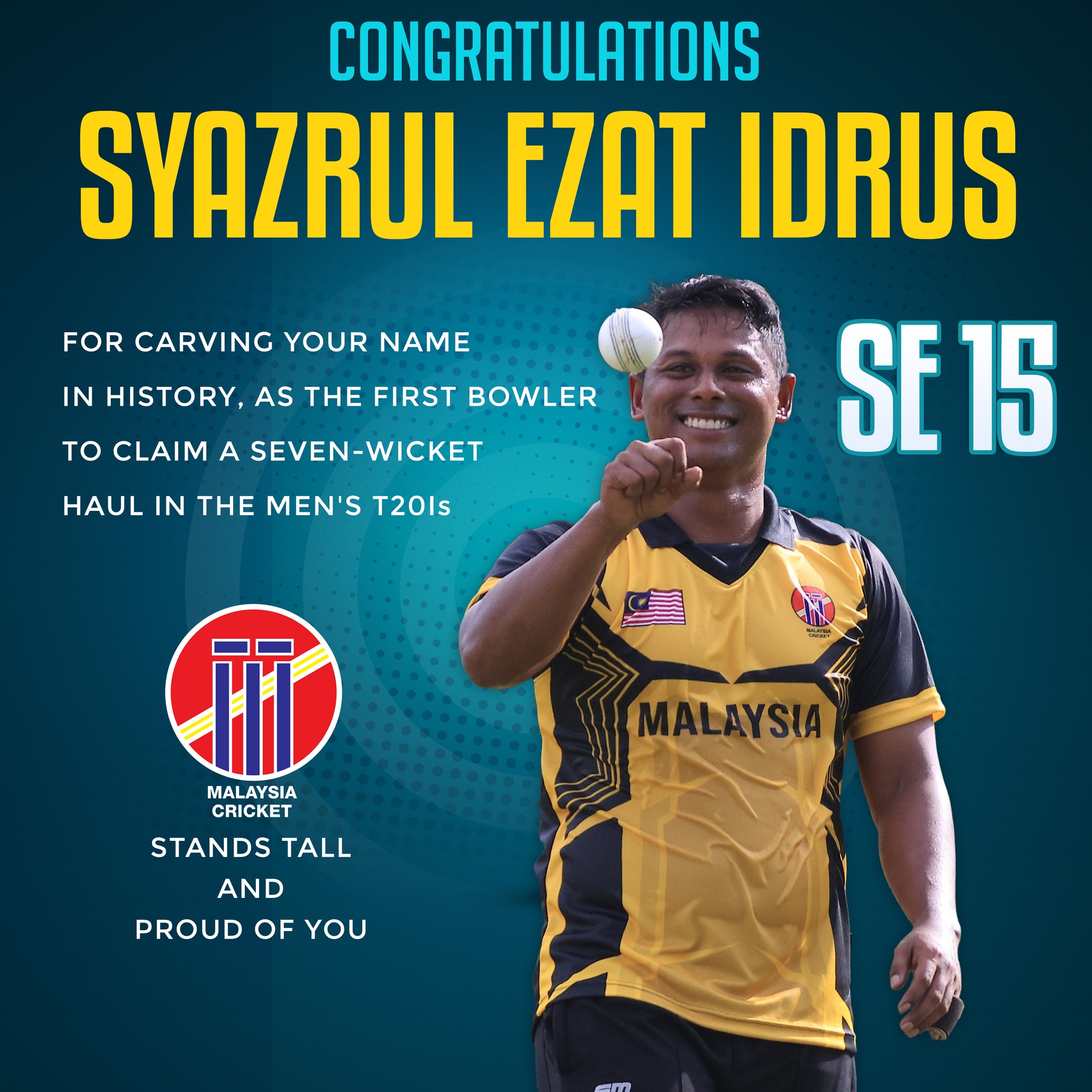 சர்வதேச இருபது 20 கிரிக்கெட்டில் 7 விக்கெட்களை வீழ்த்தி மலேசிய வீரர் சியாஸ்ருள் ஐத்ருஸ் உலக ...